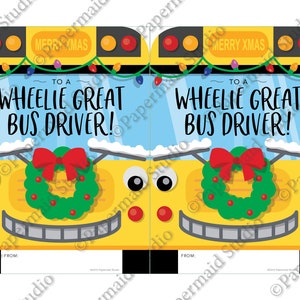 PRINTABLE Bus Driver Christmas Card Thank You -- Printable Bus Driver ...