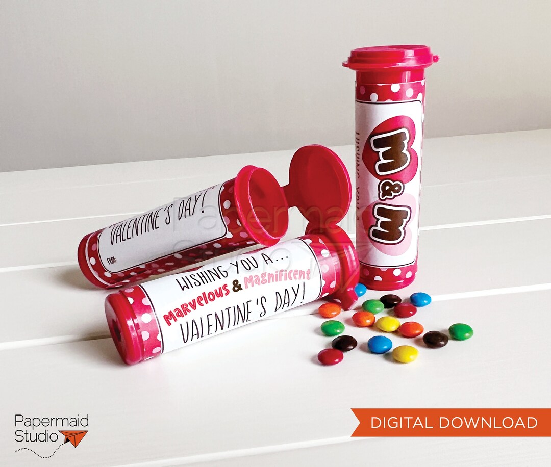 Valentine M & Candy Tag Printable - Valentine's Day Candy Wrap Label ...
