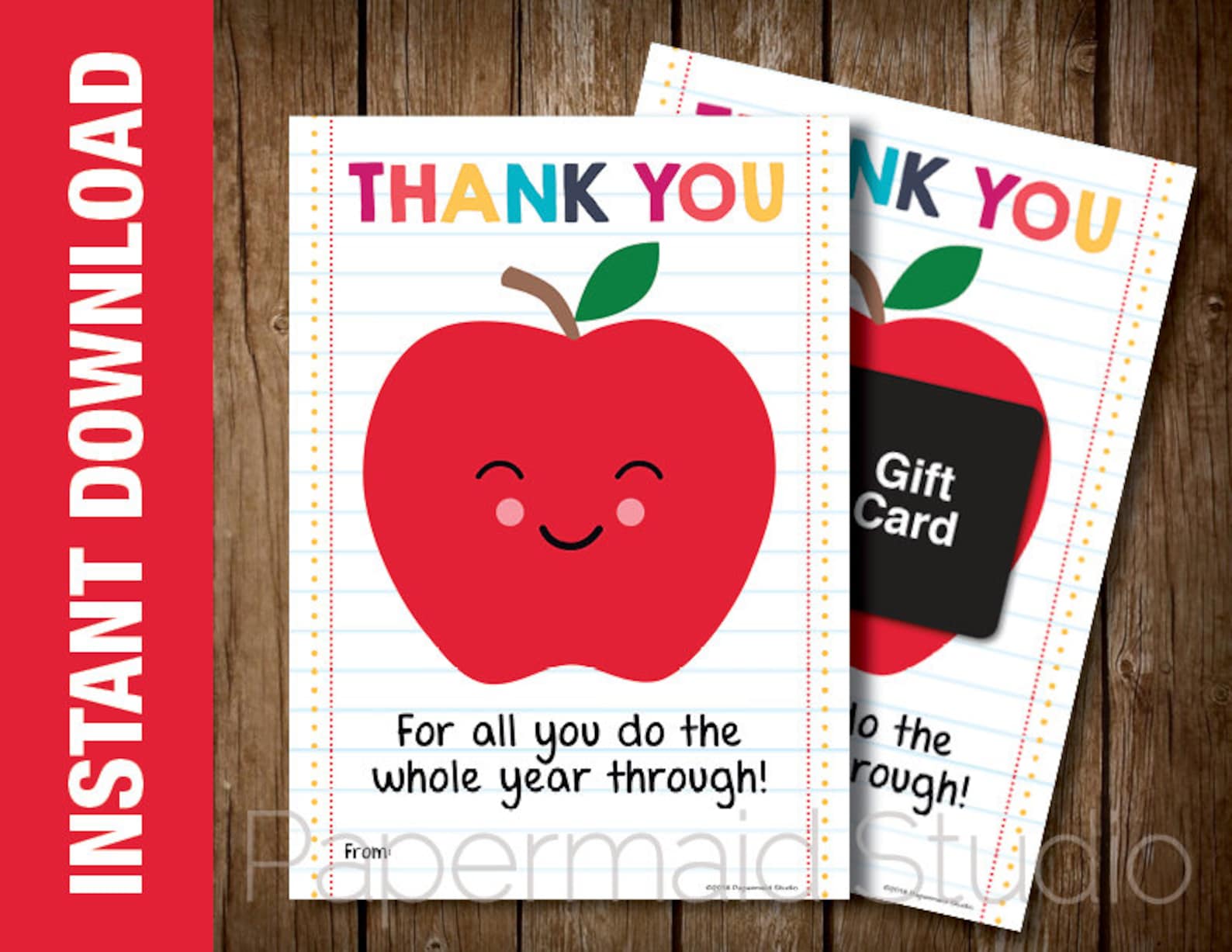 Teacher Thank You Card Printable Teacher Appreciation Gift - Etsy