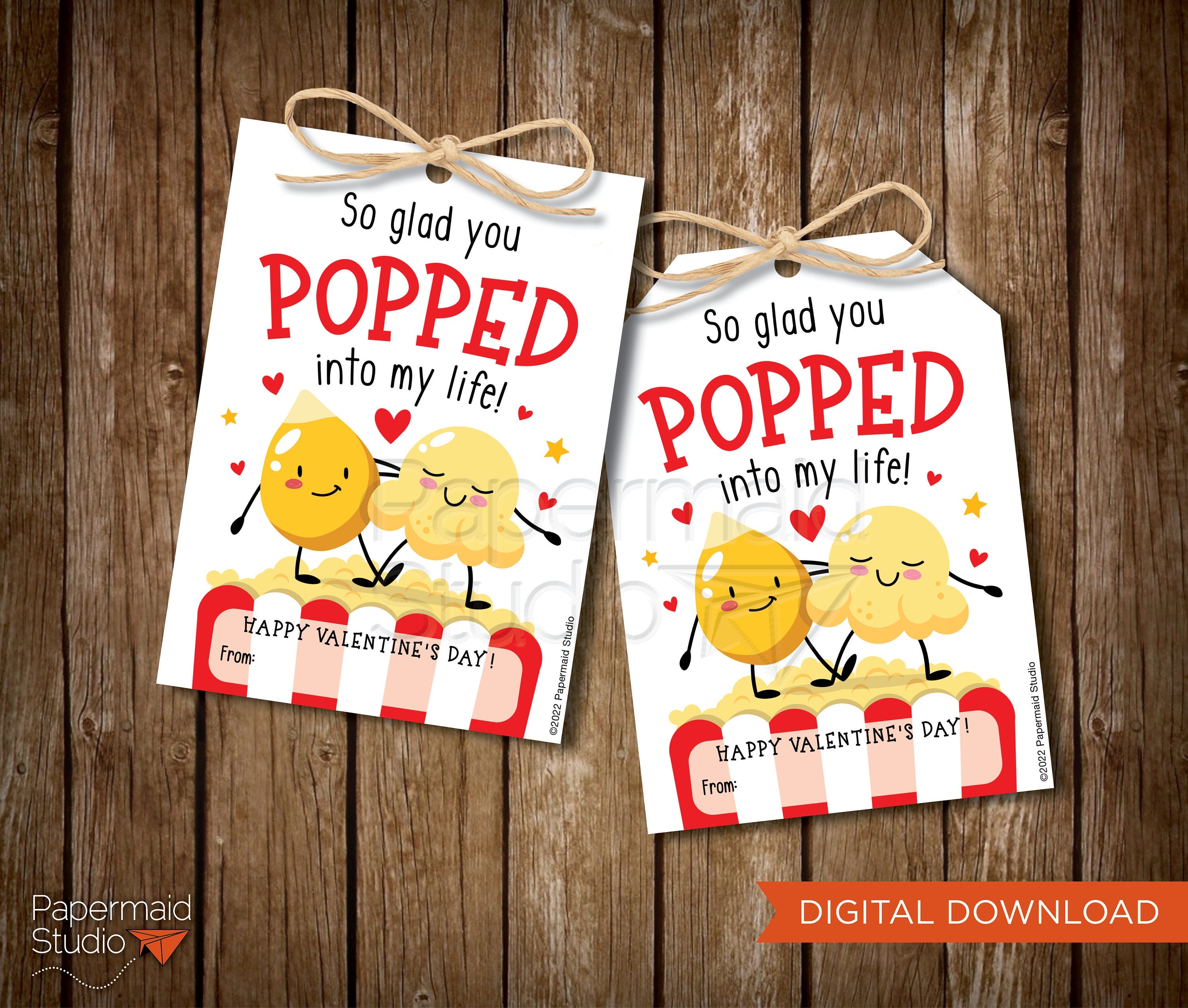 Valentine Popcorn Tags - Printable Valentine Popcorn Labels - Valentine ...