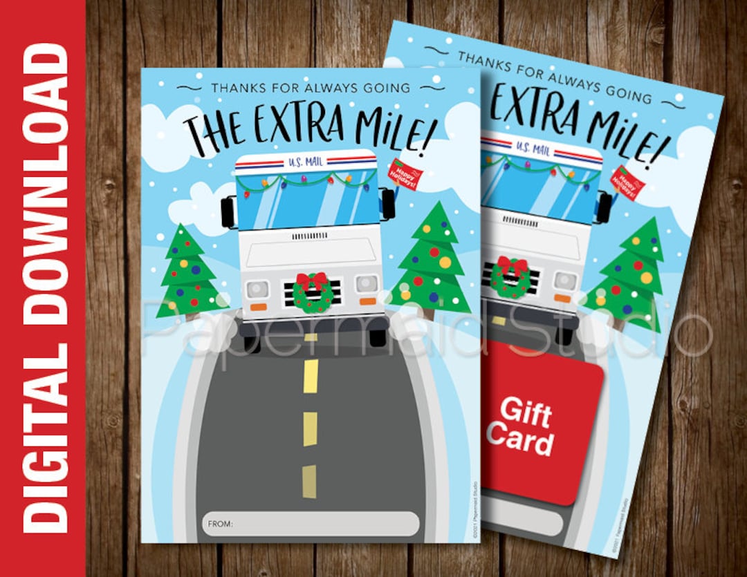 PRINTABLE Mailman Christmas Card - Letter Carrier Thank You Card ...