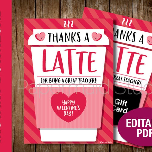 Valentine's Day Coffee Printable Gift Card Holder Teacher - Etsy