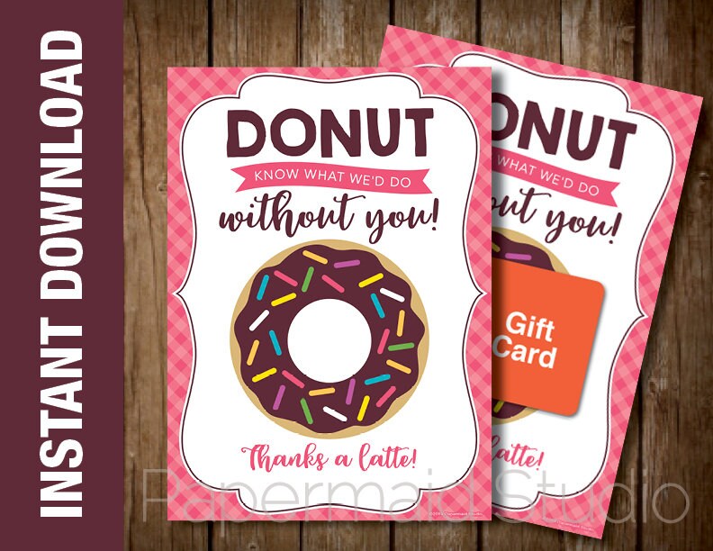 PRINTABLE Teacher Donut Gift Card Holder Teacher Thank You | Etsy