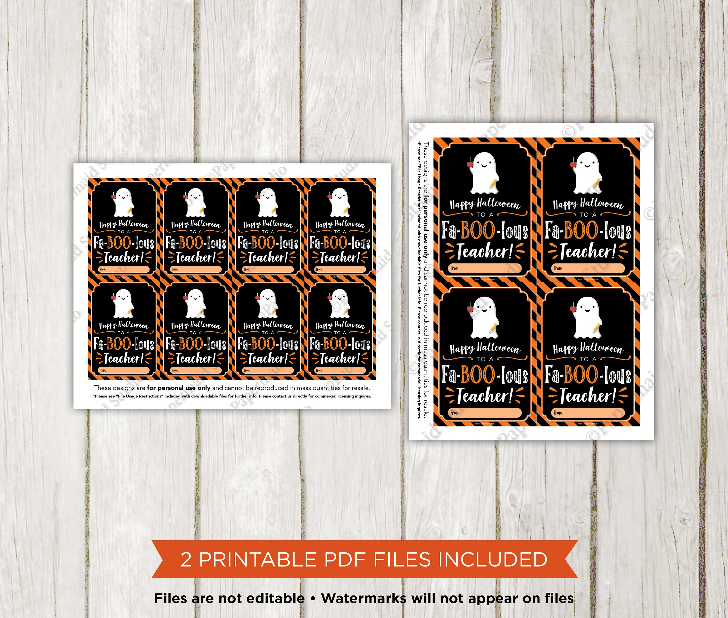 Halloween Teacher Gift Tag Printable - Teacher Halloween Gift - Fa-boo ...
