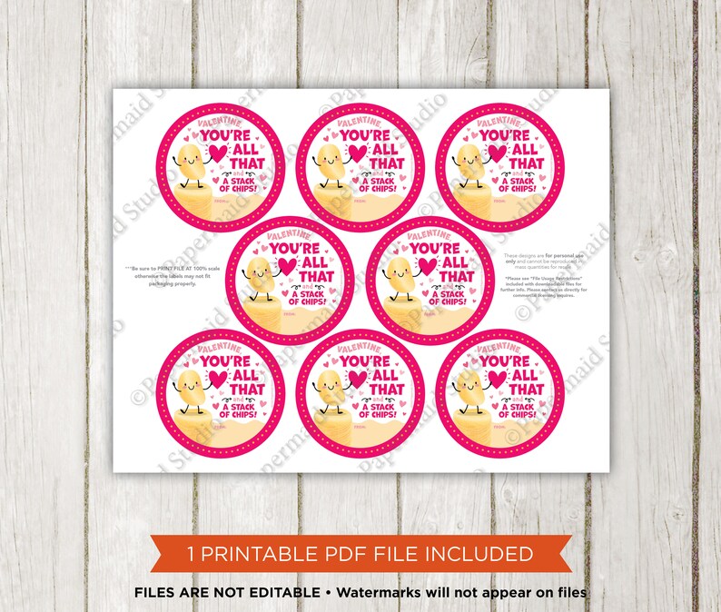 Valentine Chip Labels Printable Valentines for Snack Size - Etsy