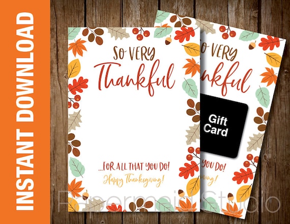 PRINTABLE Thanksgiving Gift Card Holder Thanksgiving Card | Etsy