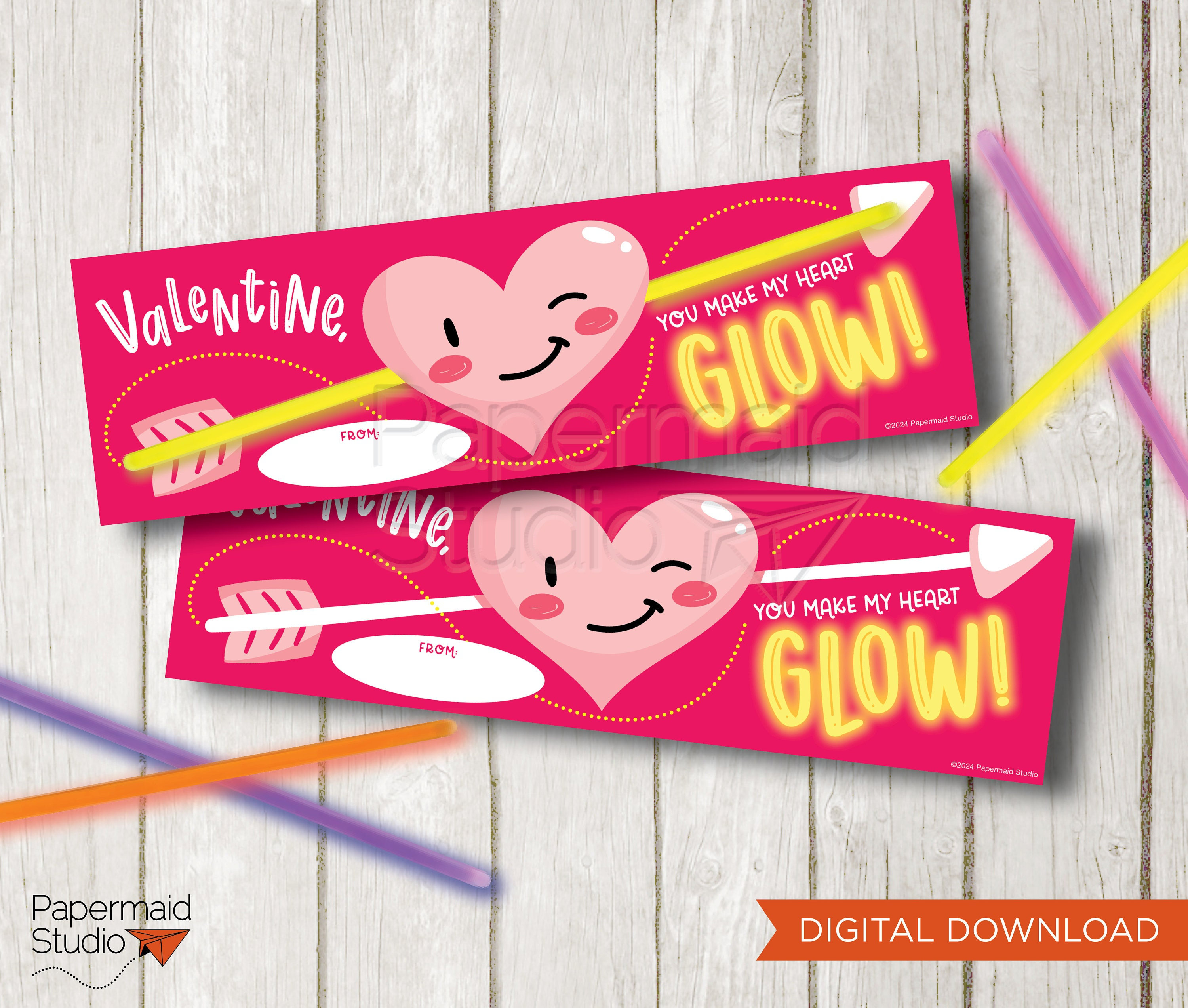 Glow Stick Valentines - Printable Glowstick Valentines Tags - Glow ...
