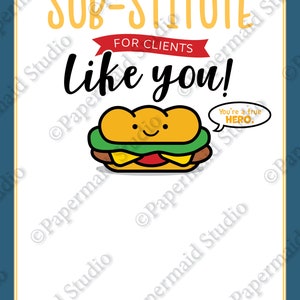 PRINTABLE Client Thank You Sub Sandwich Gift Card Holder - Thank You ...