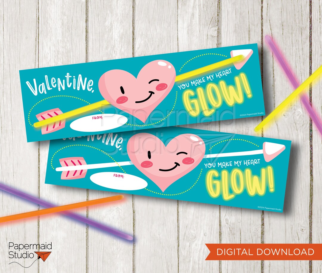 Glow Stick Valentines - Printable Glowstick Valentines Tags - Glow ...
