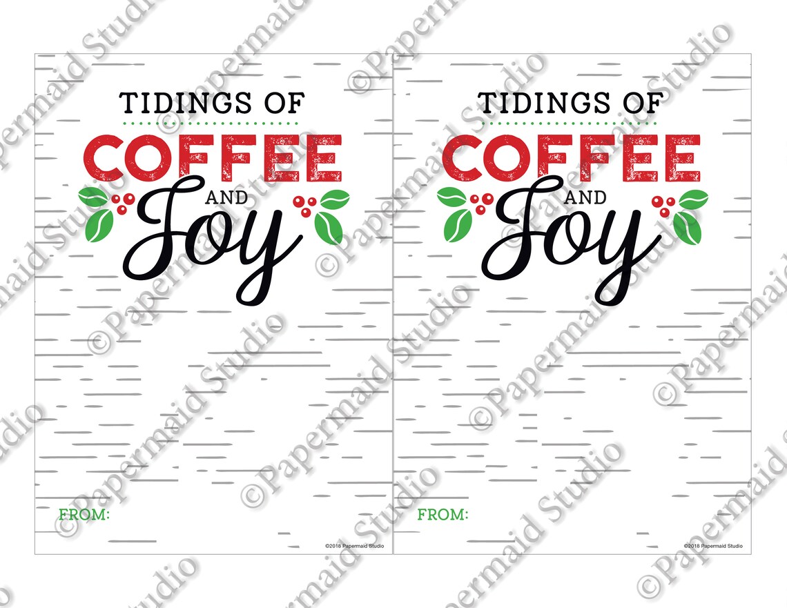 PRINTABLE Coffee Themed Christmas Card -- Coffee Holiday Card -- Coffee ...