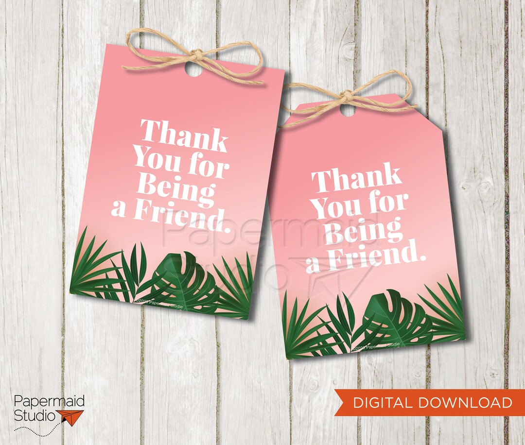 Thank You for Being a Friend Tag - Friend Gift - Succulent Tag ...