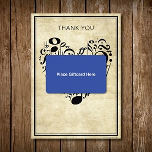 PRINTABLE Music Teacher Thank You Card -- Printable Music Teacher Gift ...