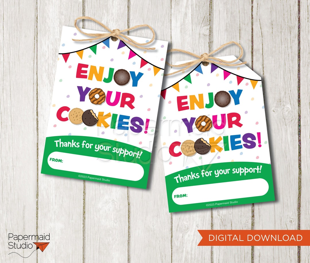 Cookie Thank You Tags Printable Cookie Booth Thank You Note - Etsy