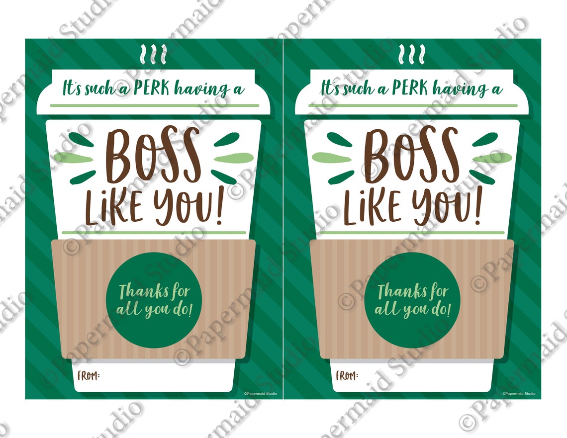 PRINTABLE Boss's Day Coffee Gift Card Holder Staff - Etsy