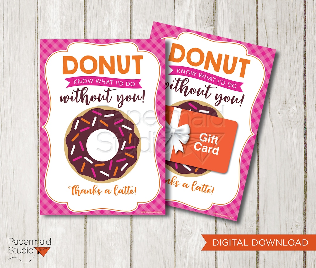Donut Gift Card Holder Printable - Thanks a Latte Card - Coffee Gift ...