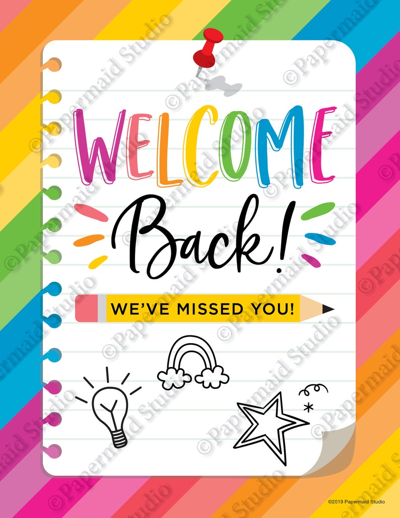 PRINTABLE Welcome Back Sign First Day of School Room - Etsy