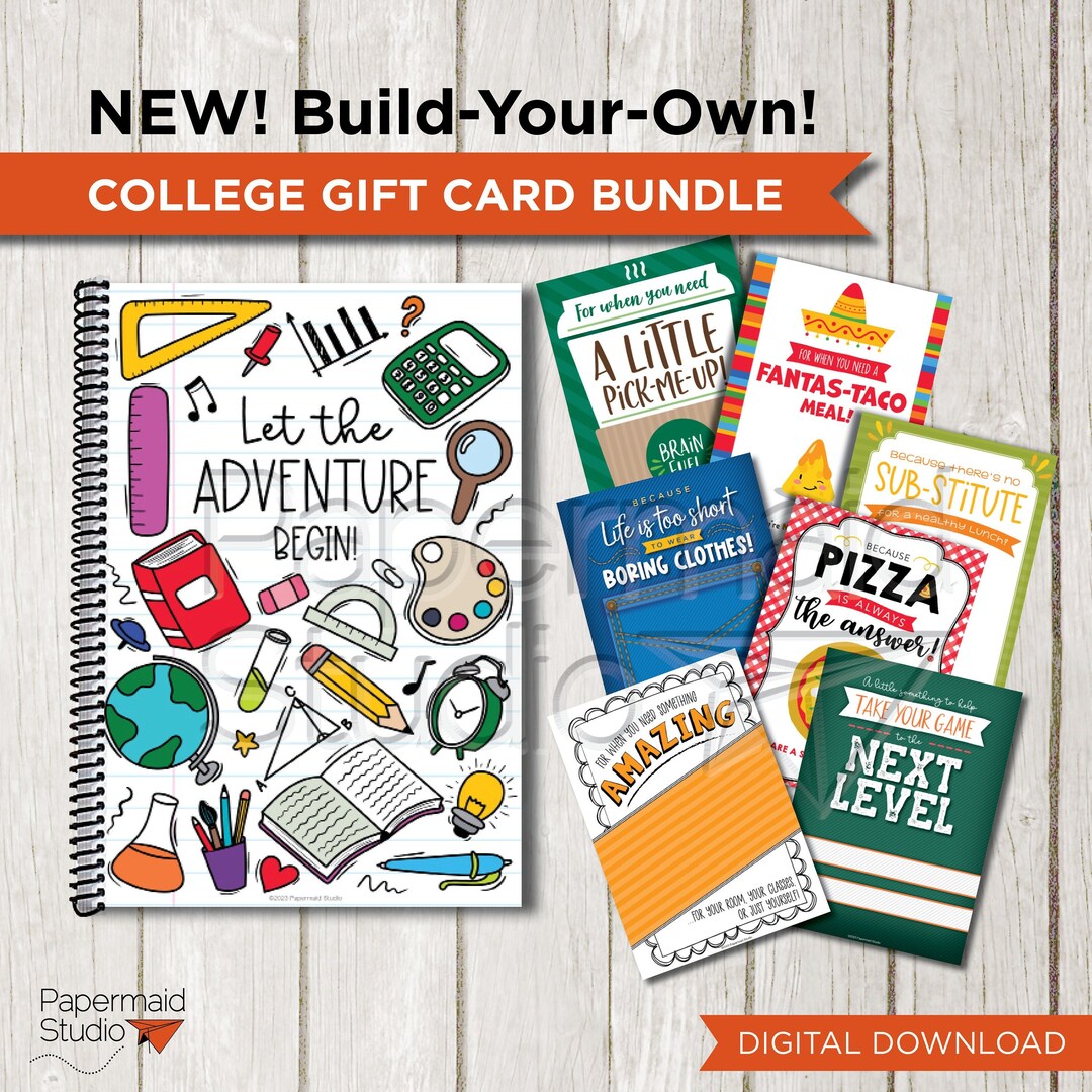 College Student Gift Card Book Printable Bundle College Survival Kit ...
