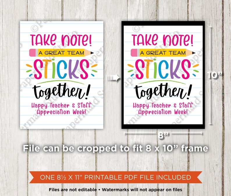 Teacher Appreciation Sticky Note Sign Printable - Staff Appreciation ...