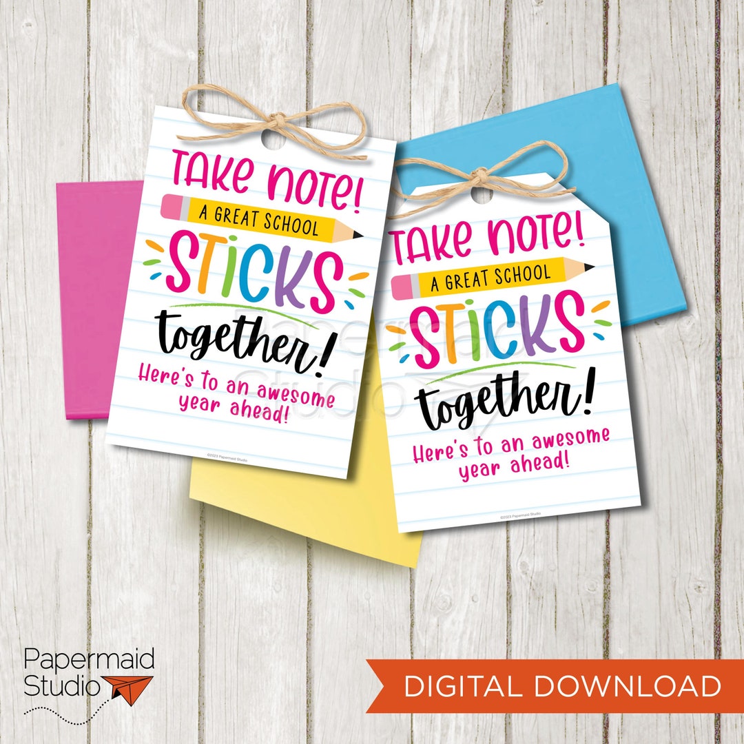 Back to School Tag Printable - First Day of School Sticky Note Gift Tag ...