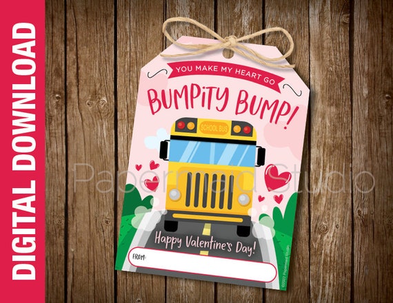 PRINTABLE Bus Driver Valentine's Day Gift Tag Bus Driver | Etsy