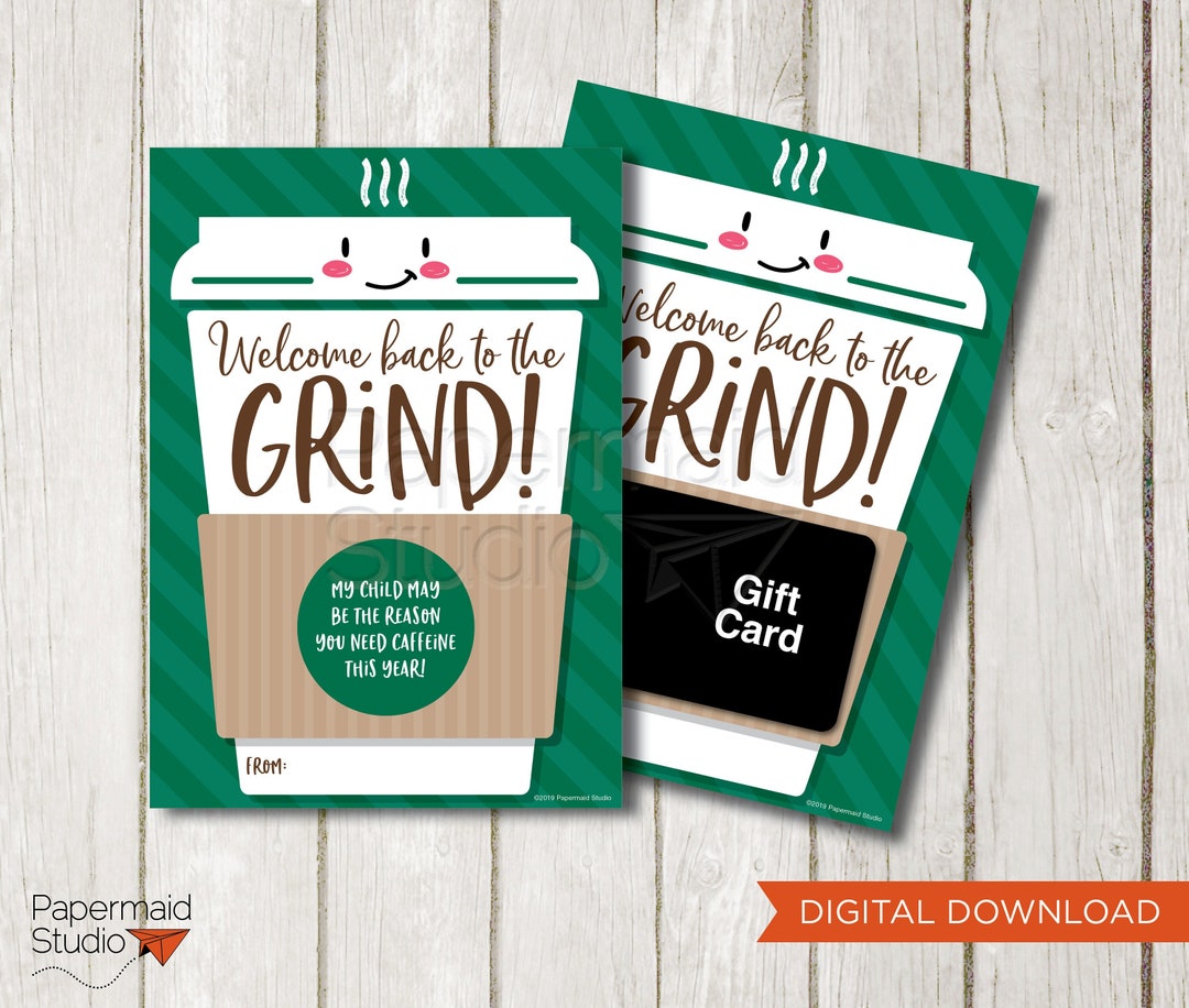 Teacher Coffee Gift Card Holder Printable - Teacher Back to School Gift ...