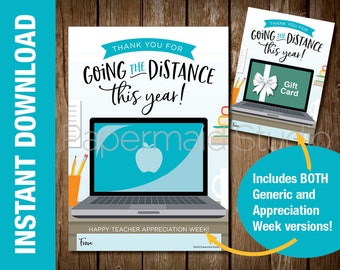 Teacher Appreciation Thank You Gift Card Holder Printable - Etsy