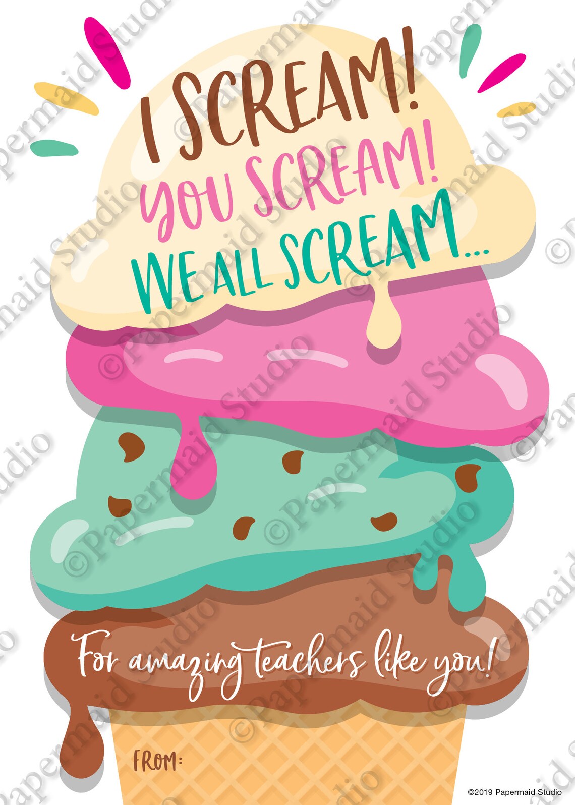 Teacher Appreciation Gift Ice Cream Gift Card Holder - Etsy