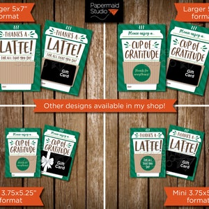 Coffee Thank You Card Printable - Thanks a Latte Gift - Single Pod Cup ...