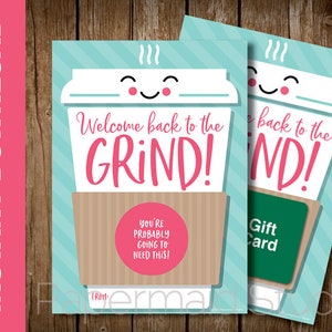 PRINTABLE Back to School Coffee Teacher Gift Card Holder First Day of ...