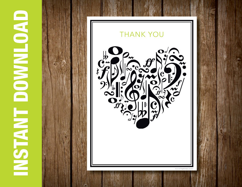 PRINTABLE Music Teacher Thank You Card Printable Music | Etsy