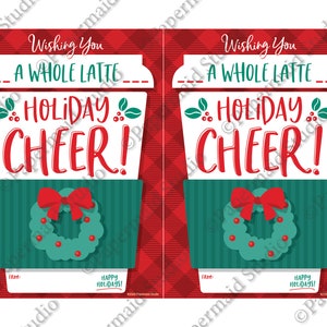 PRINTABLE Christmas Coffee Gift Card Holder - Thanks a Latte Teacher ...