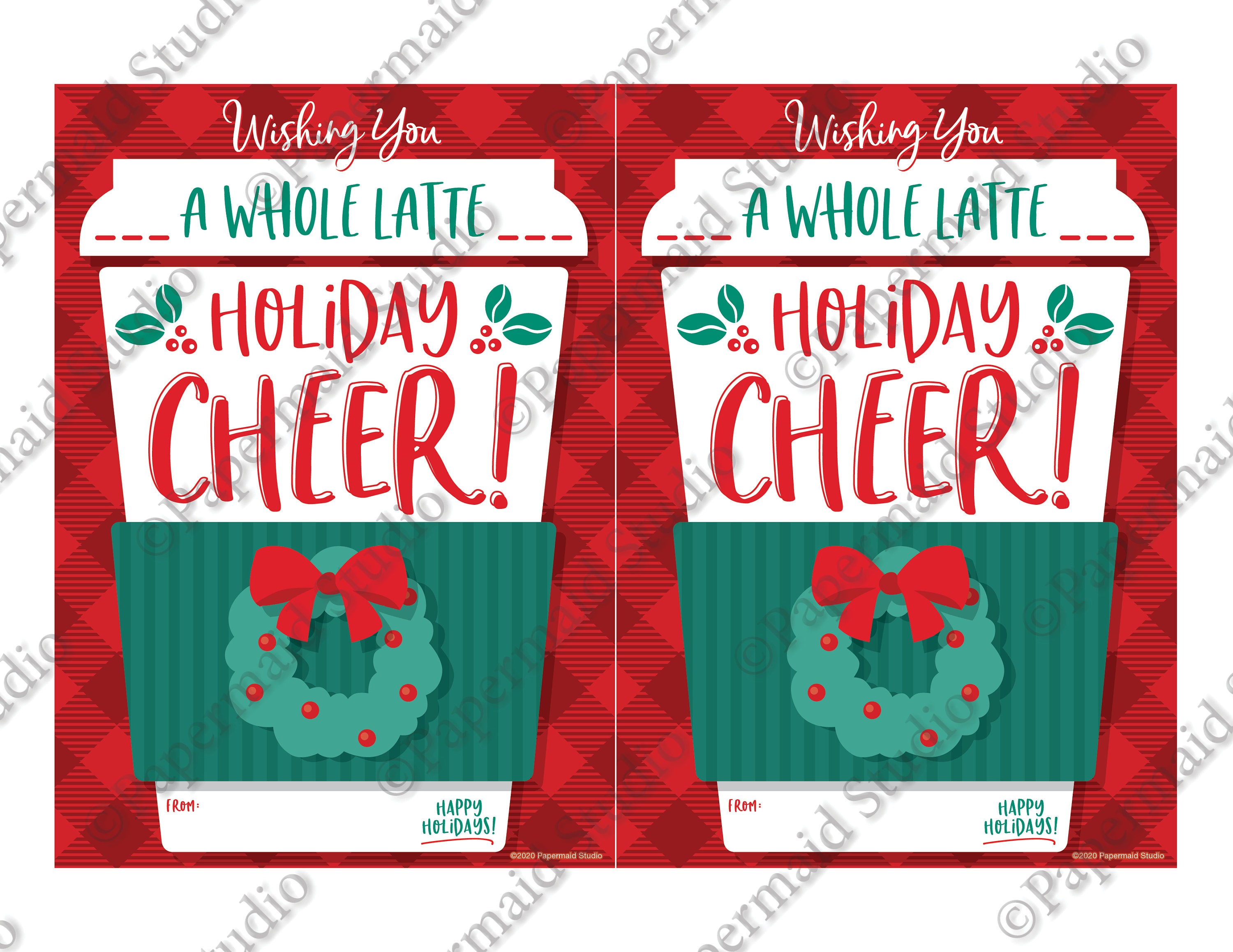 PRINTABLE Christmas Coffee Gift Card Holder Thanks a Latte | Etsy