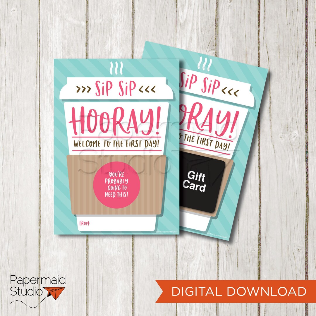 PRINTABLE Back to School Coffee Teacher Gift Card Holder - First Day of ...