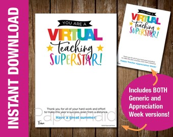 Virtual Teacher Appreciation Week Gift Card Holder Printable | Etsy
