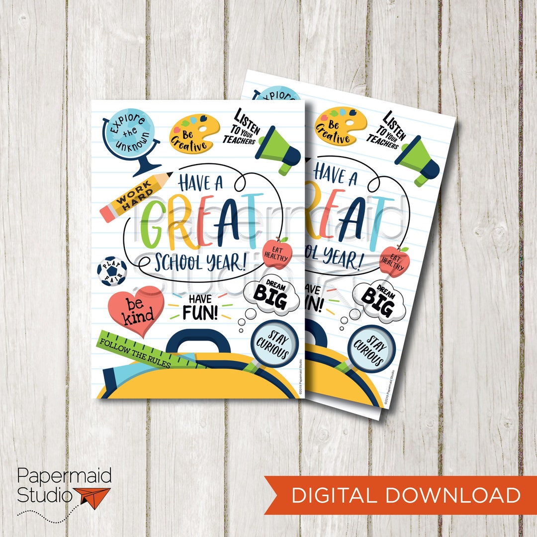 Back to School Card Printable - Teacher Card - First Day of School Gift ...