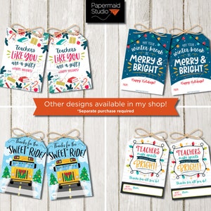 Teacher Christmas Gift Tag Printable Teacher Christmas Card Teacher ...