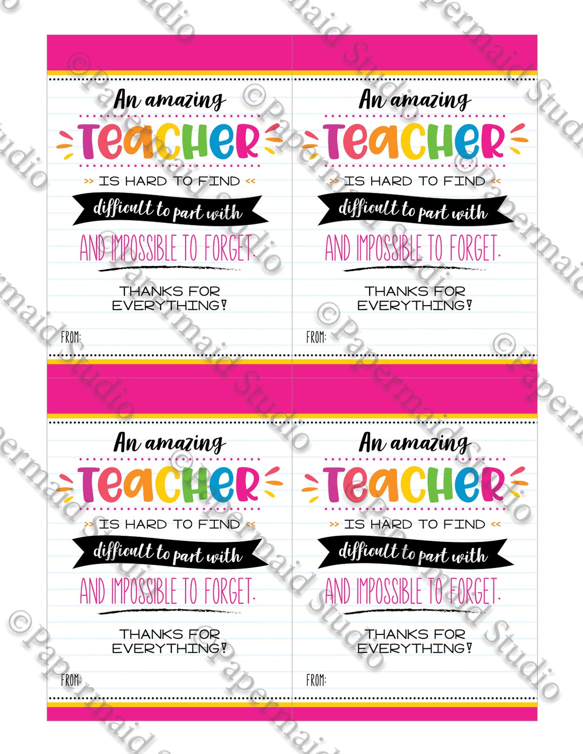Printable Teacher Thank You Gift Tag Teacher Appreciation | Etsy