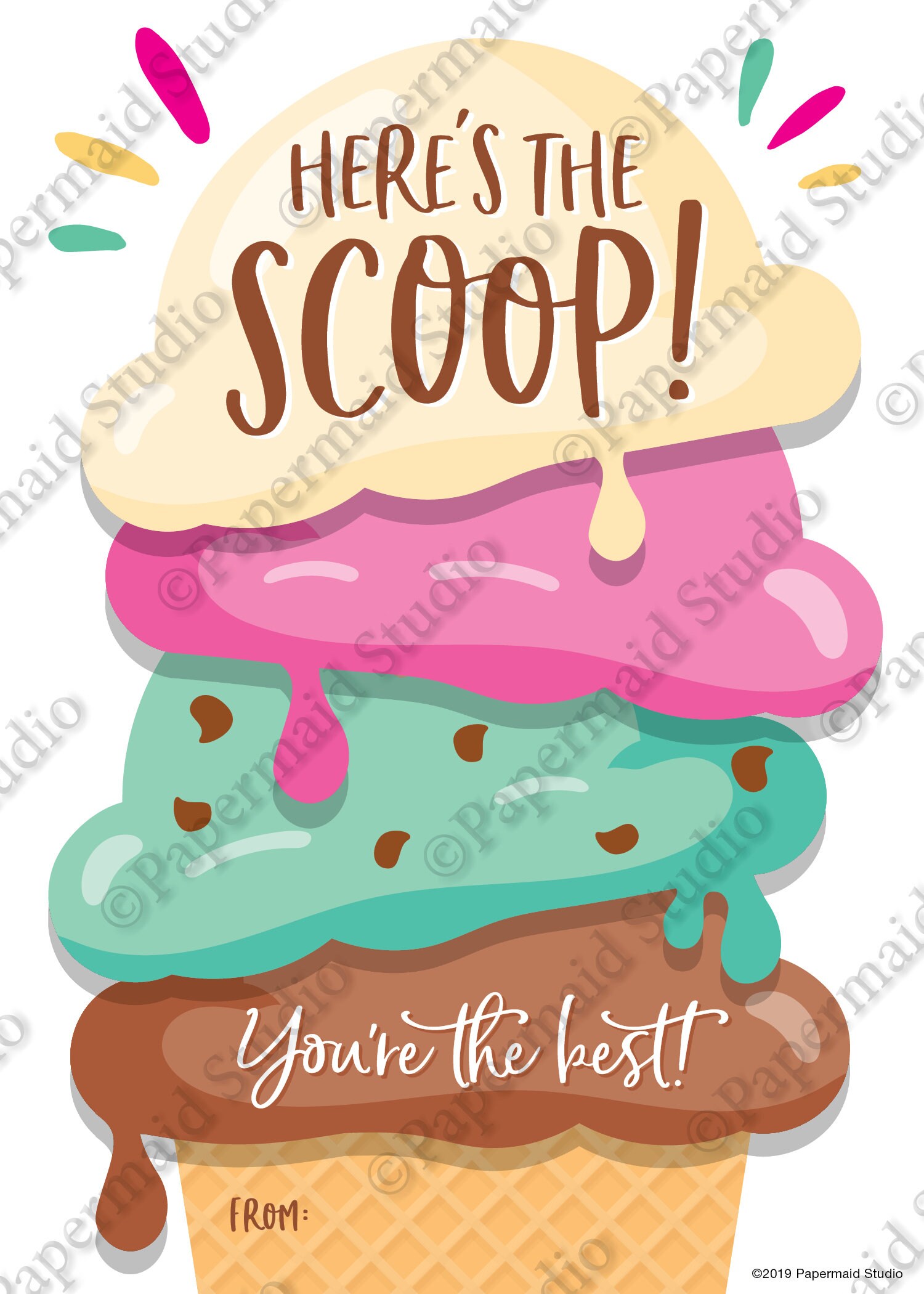 PRINTABLE Ice Cream Gift Card Holder Birthday Card - Etsy