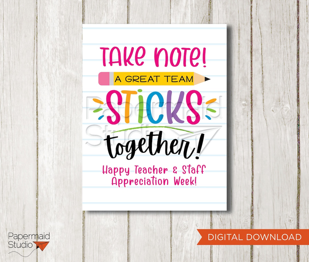 Teacher Appreciation Sticky Note Sign Printable - Staff Appreciation ...