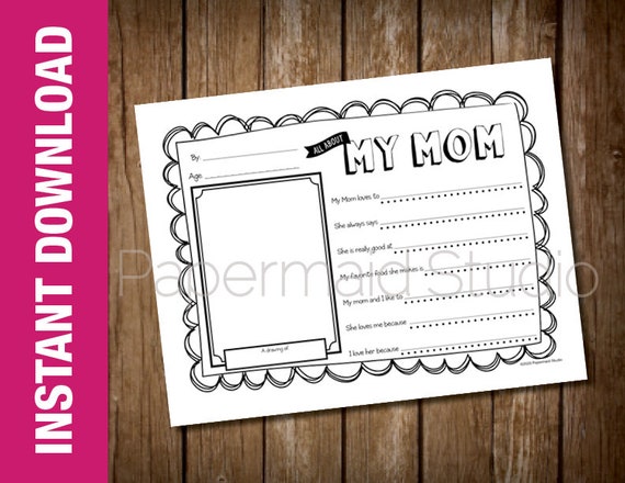 PRINTABLE All About My Mom Mother's Day Gift Mom | Etsy