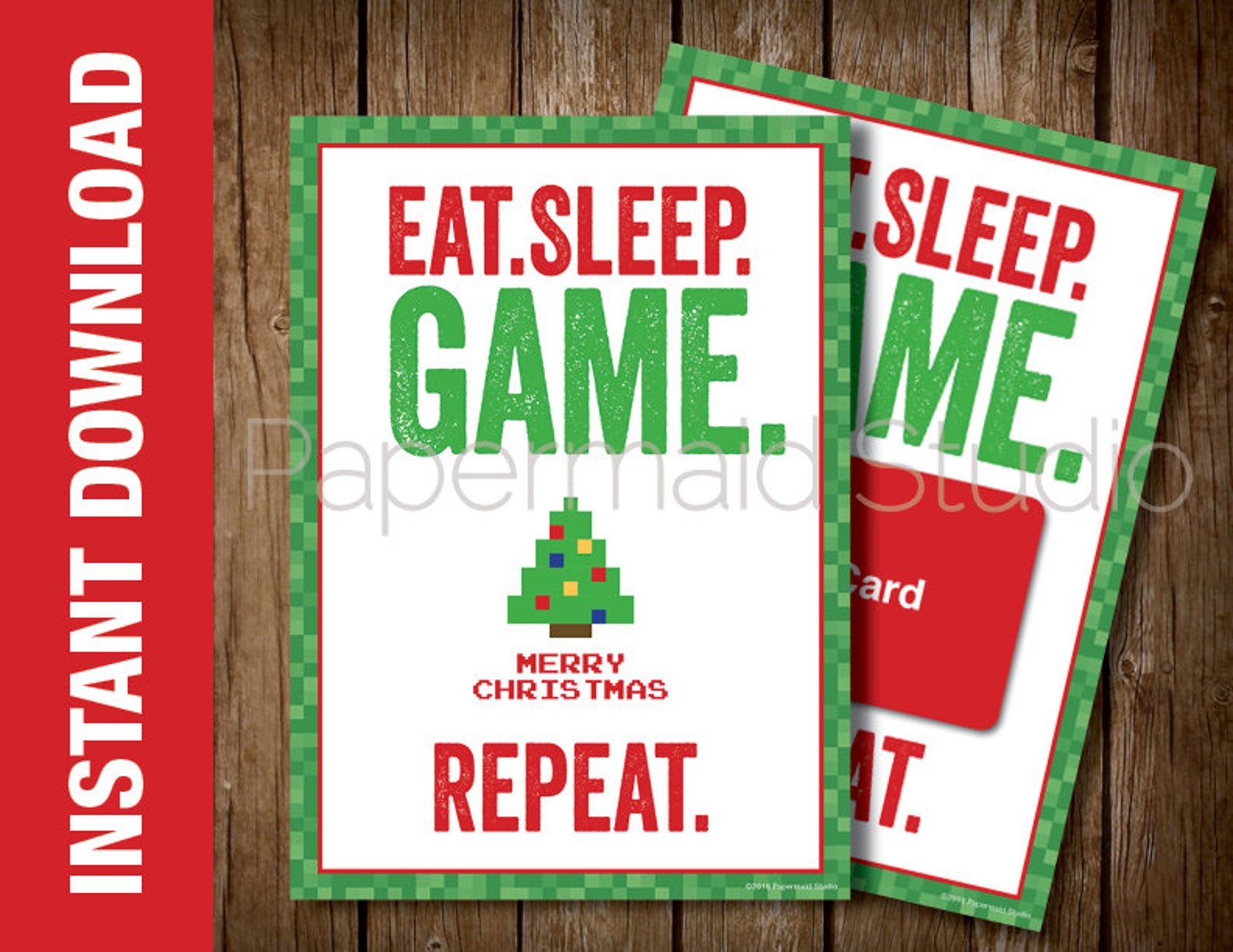 PRINTABLE Videogame Gift Card Holder Holiday Card Christmas | Etsy