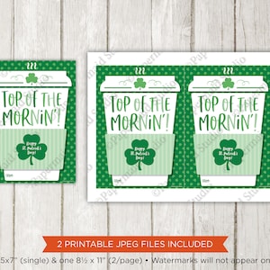 St. Patrick's Day Coffee Gift Card Holder PRINTABLE - Shamrock Coffee ...