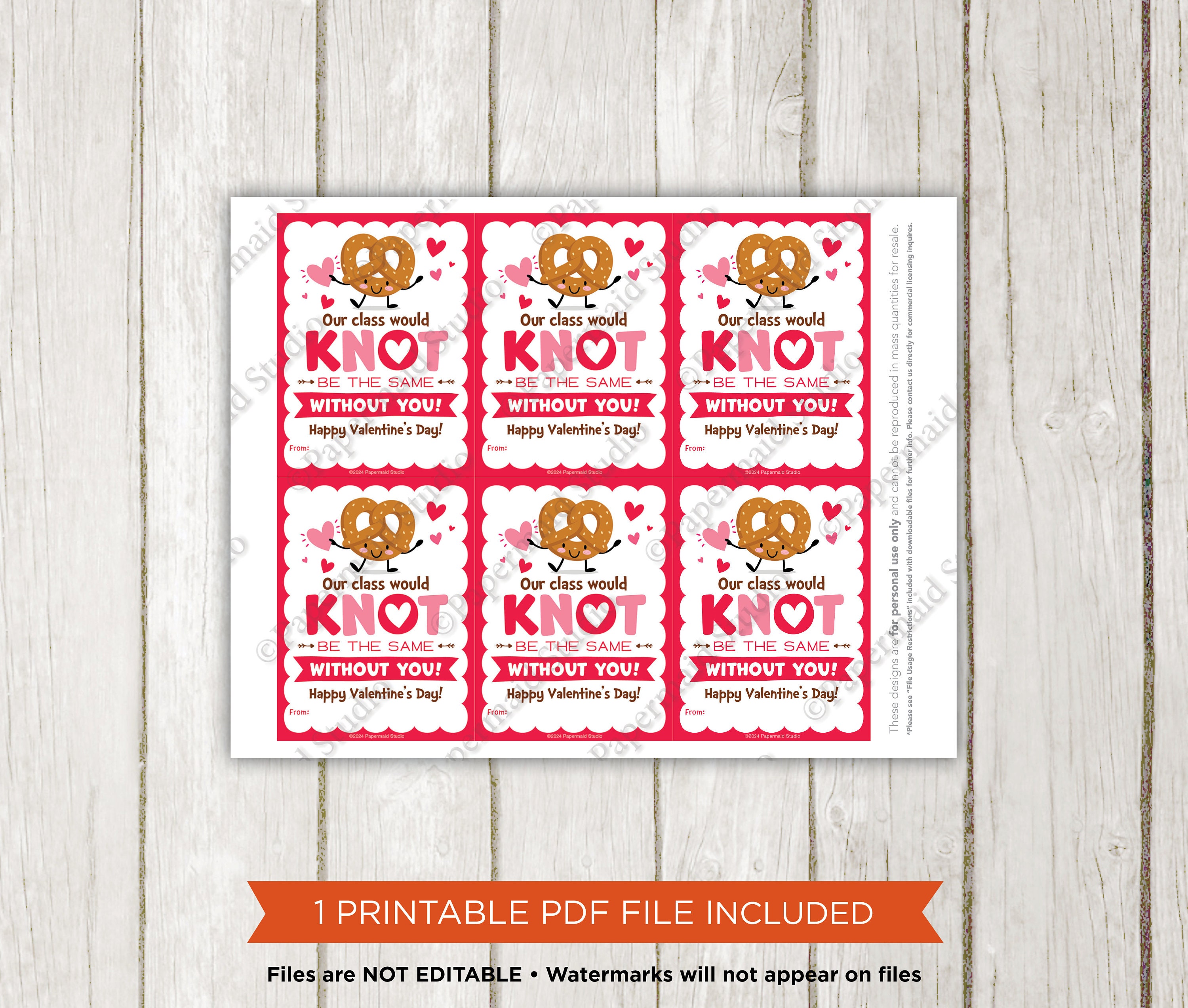 Valentine Pretzel Tags - Printable Pretzel Valentines Tag - Pretzels ...