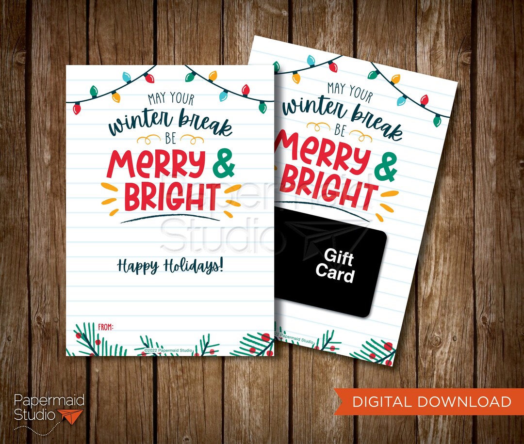 Teacher Christmas Gift Card Holder Printable Staff Christmas Gift ...