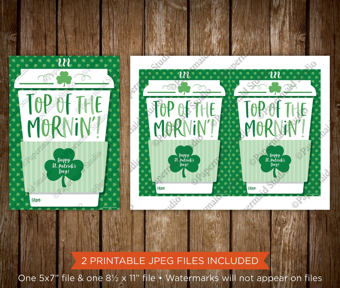 St. Patrick's Day Coffee Gift Card Holder PRINTABLE | Etsy