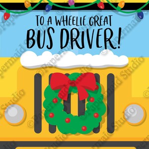 PRINTABLE Bus Driver Christmas Card Thank You -- Printable Bus Driver ...