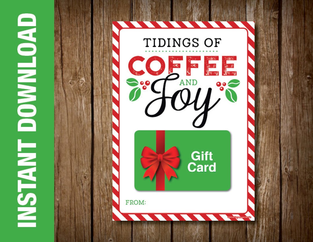 PRINTABLE Coffee Themed Christmas Card -- Coffee Holiday Card -- Coffee ...