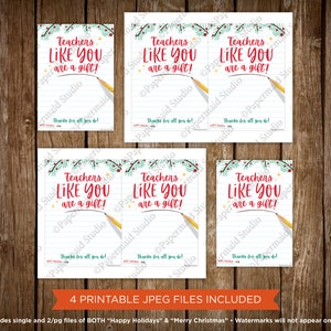 Teacher Christmas Gift Card Holder Printable Virtual Learning Teacher ...