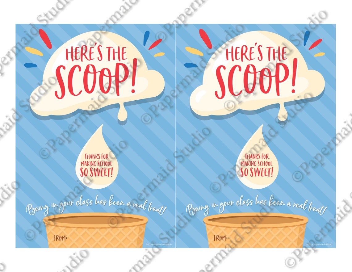 PRINTABLE Teacher Ice Cream Gift Card Holder Teacher | Etsy