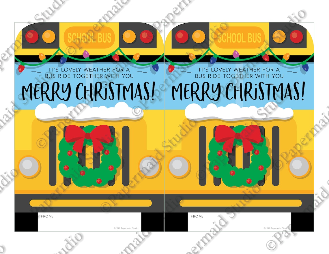 PRINTABLE Bus Driver Christmas Card Thank You Printable Bus | Etsy